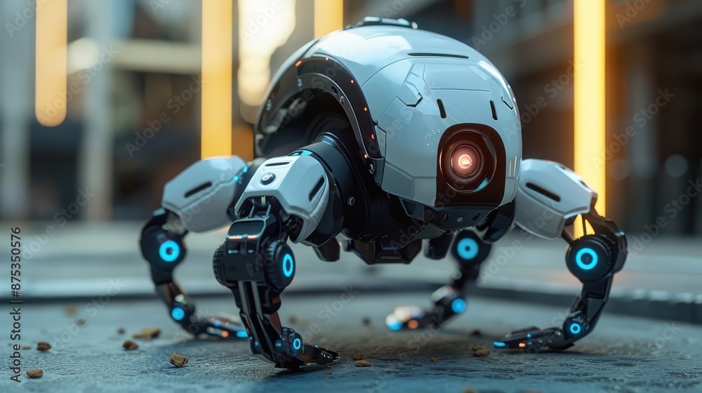 Autonomous sentinel bot with safeguard features, patrolling a secure ...