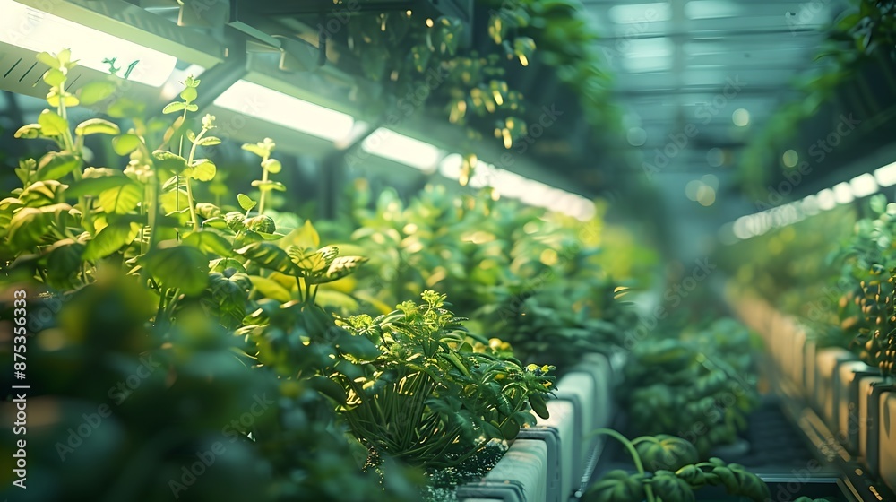 Lush Futuristic Garden with Thriving Alien Foliage and Luminous ...