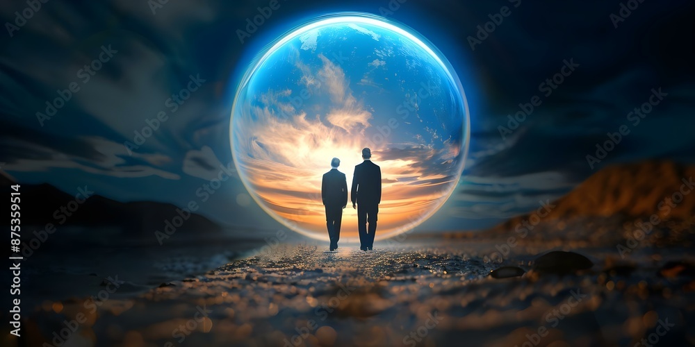 ภาพประกอบสต็อก Oppenheimer and Heisenberg Stroll Through Imaginary Flat ...