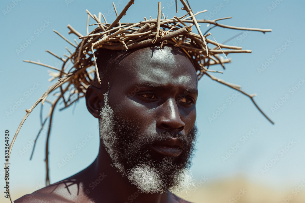 artistic representation of black-skinned jesus christ religion passion ...