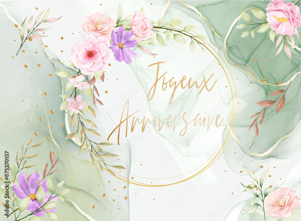 carte ou bandeau pour souhaiter un joyeux anniversaire dans un cercle ...