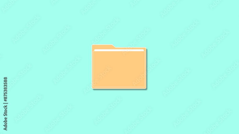 Plain folder icon appearing on screen. Blue and green screen background ...