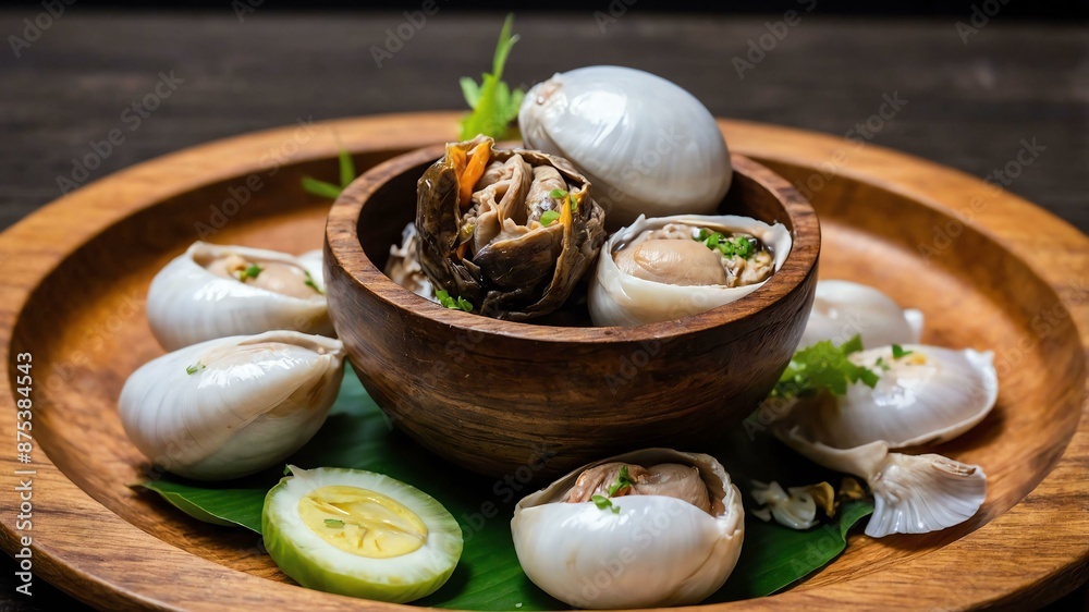 balut fertilized duck embryo boiled and eaten in the served ...