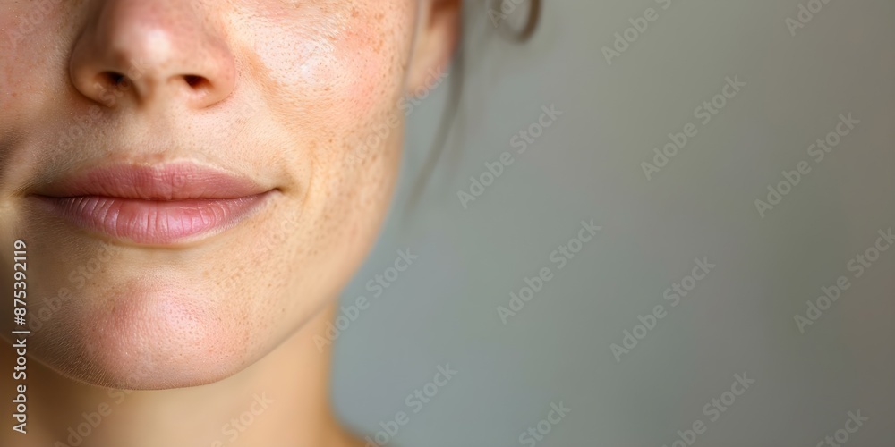 Portrait of a woman's face and body showcasing different types of skin ...