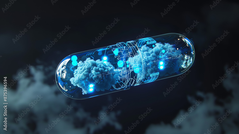 futuristic, glowing blue capsule, possibly representing advanced ...