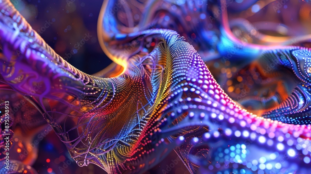 Vibrant abstract digital art with fluid shapes and vivid colors ...