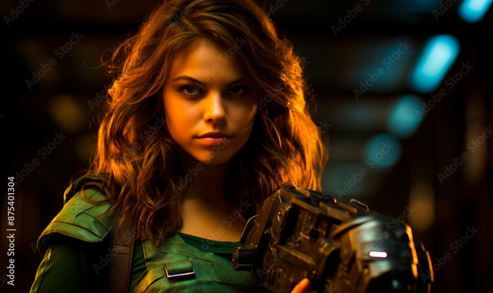 A woman poses with a gun in a dark and gritty style. Takes inspiration ...