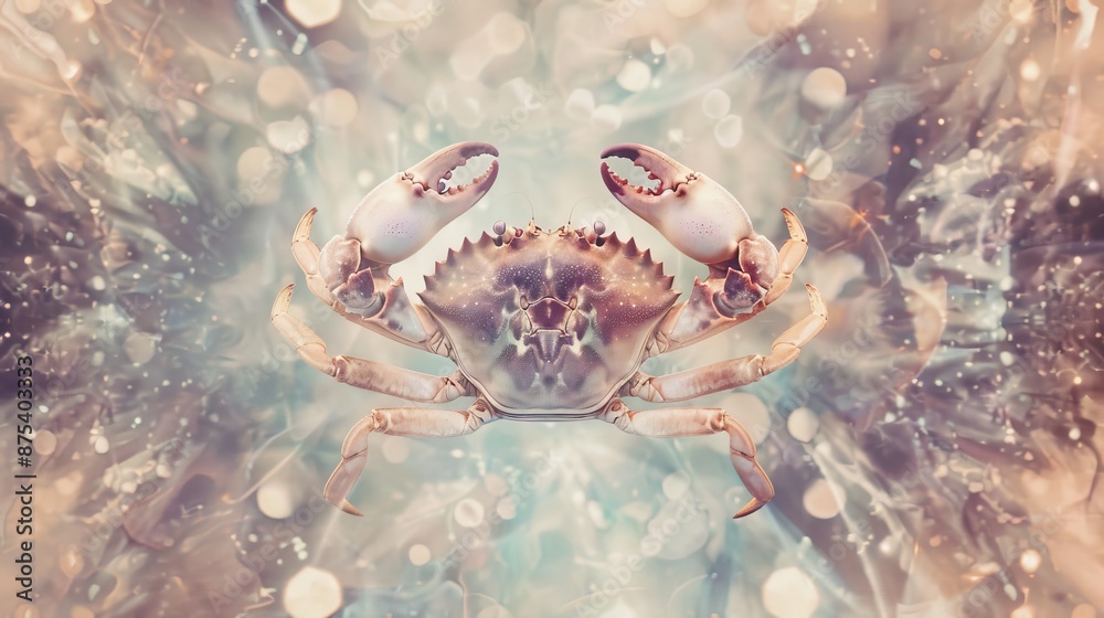 Surreal artistic illustration of a crab with a mystical, dreamy ...