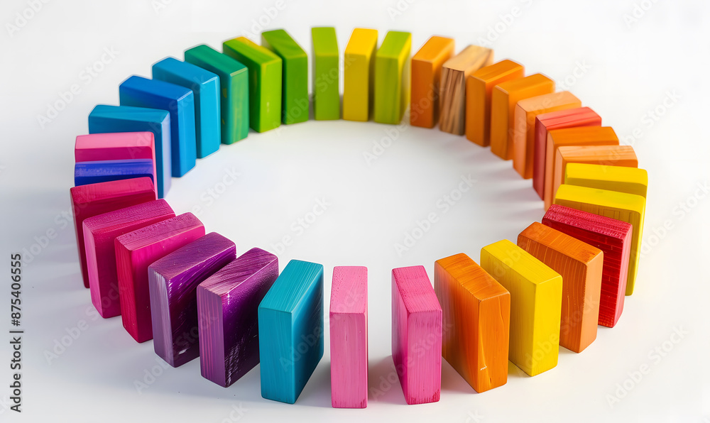 Colors in unity. Circle of colored blocks representing the unity of ...