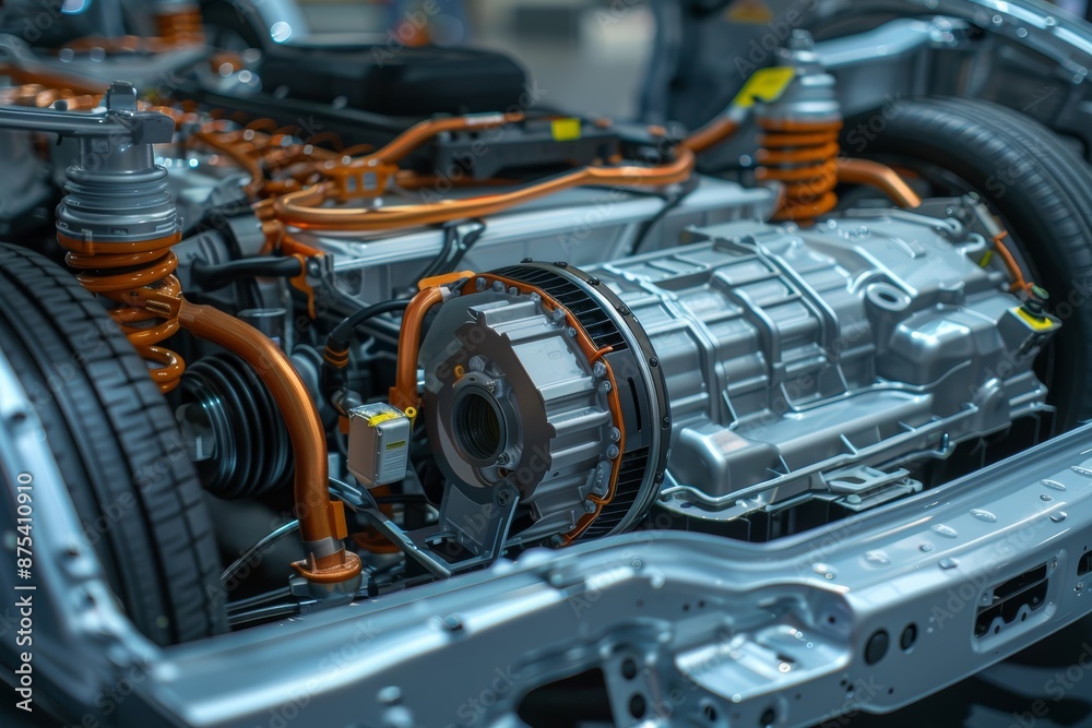 Detailed View of Electric Car Battery Cooling System Showing Complexity ...
