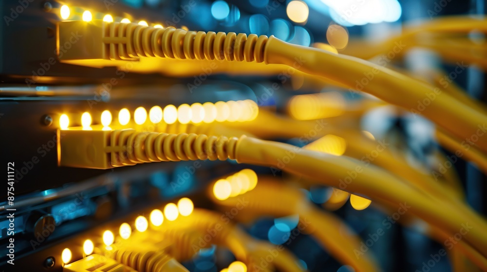 Rack Mounted Servers In A Server Room, Server rack audio cable. Severs ...