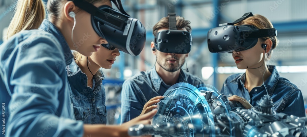 Engineers Using Virtual Reality for Aircraft Design Simulation in ...