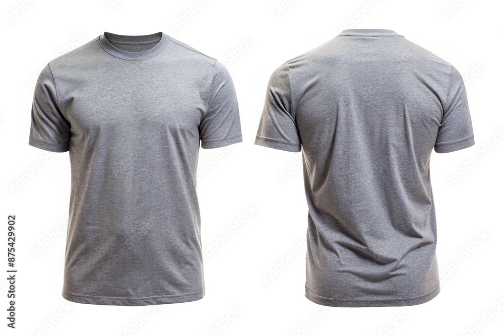 grey t shirt front and back view, isolated on white background. Ready ...