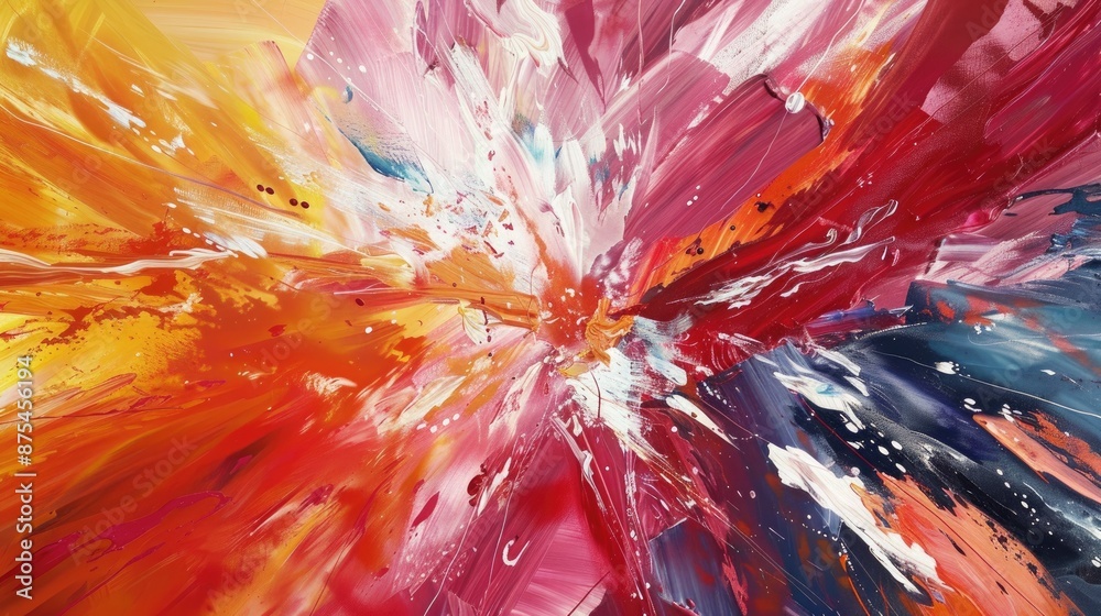 Abstract expressionist artwork with explosive bursts of color and ...