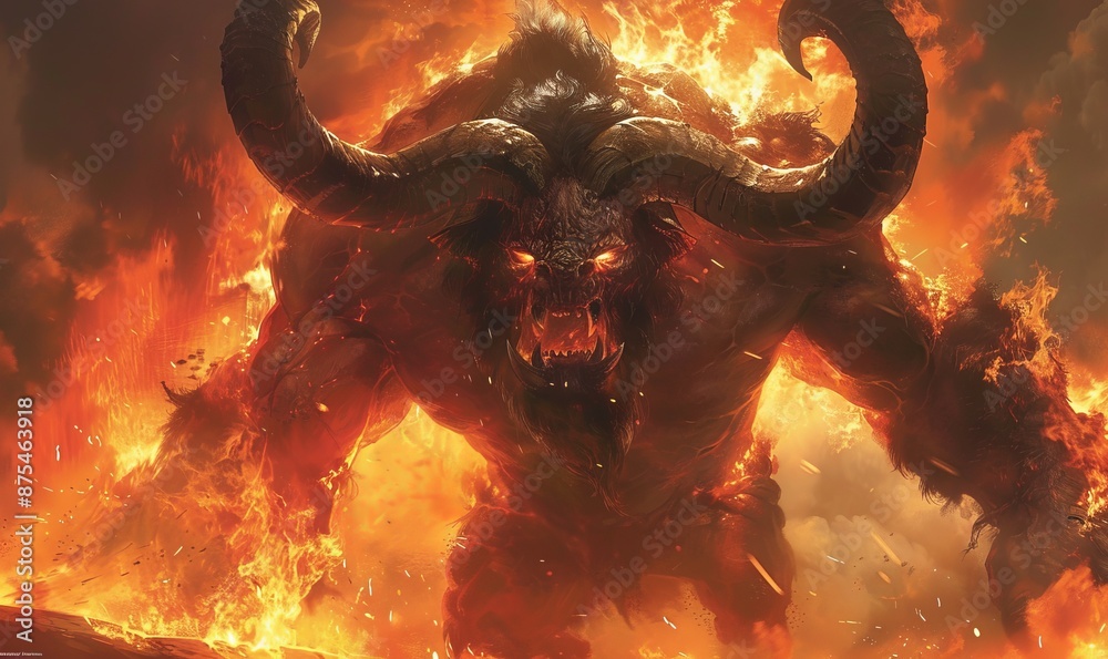 An awe-inspiring illustration of a colossal 10 metre long minotaur ...