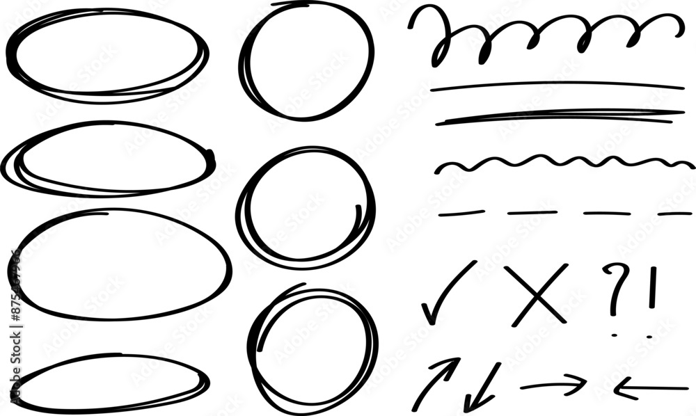 Marker lines isolated on transparent background. Set of different ...