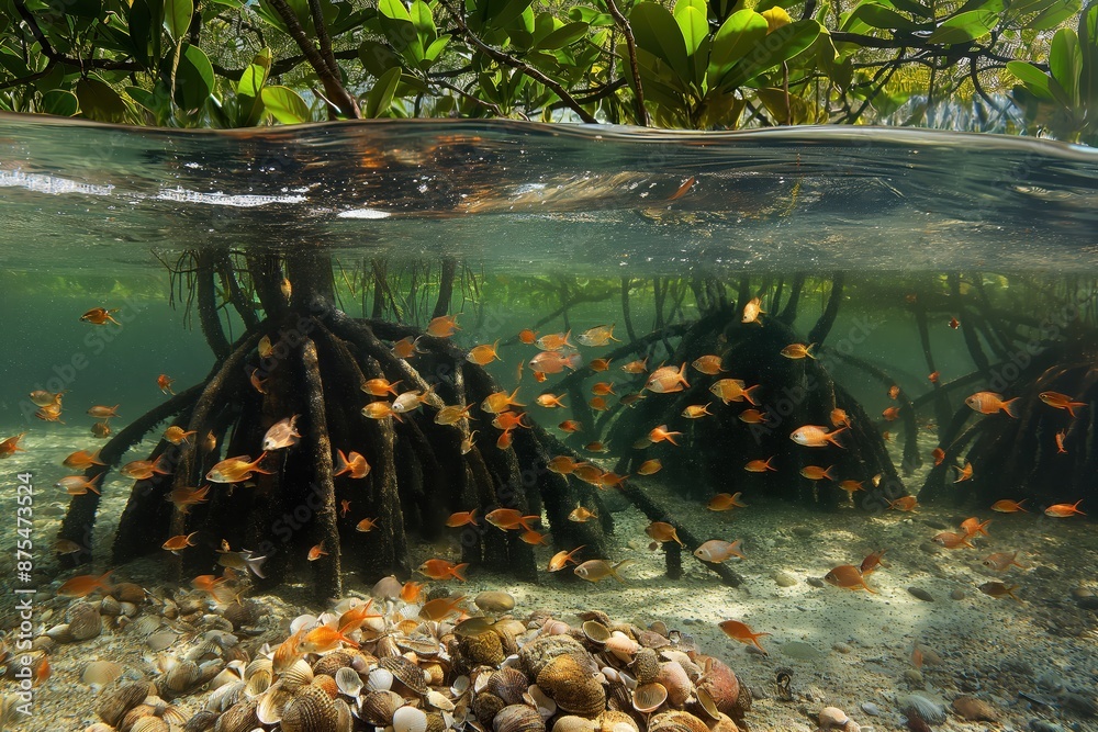 mangroves and sea grasses in the mangrove forest of the mangrove forest ...