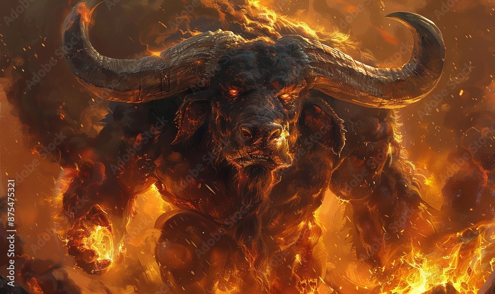 An awe-inspiring illustration of a colossal 10 metre long minotaur ...