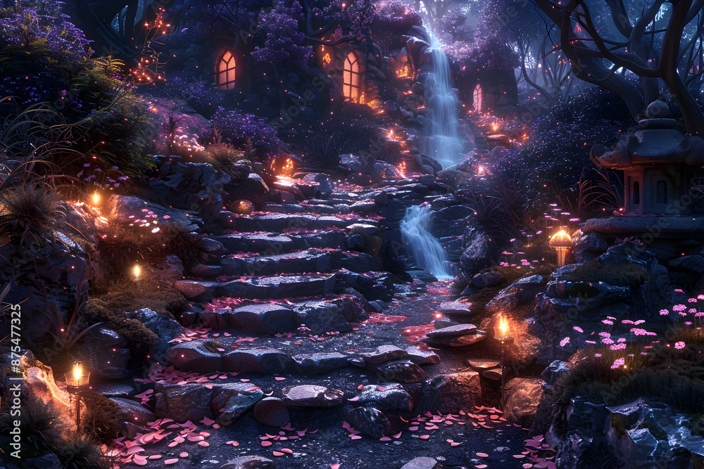 Enchanted Forest with Mythical Creatures and Hidden Treasures in Line ...