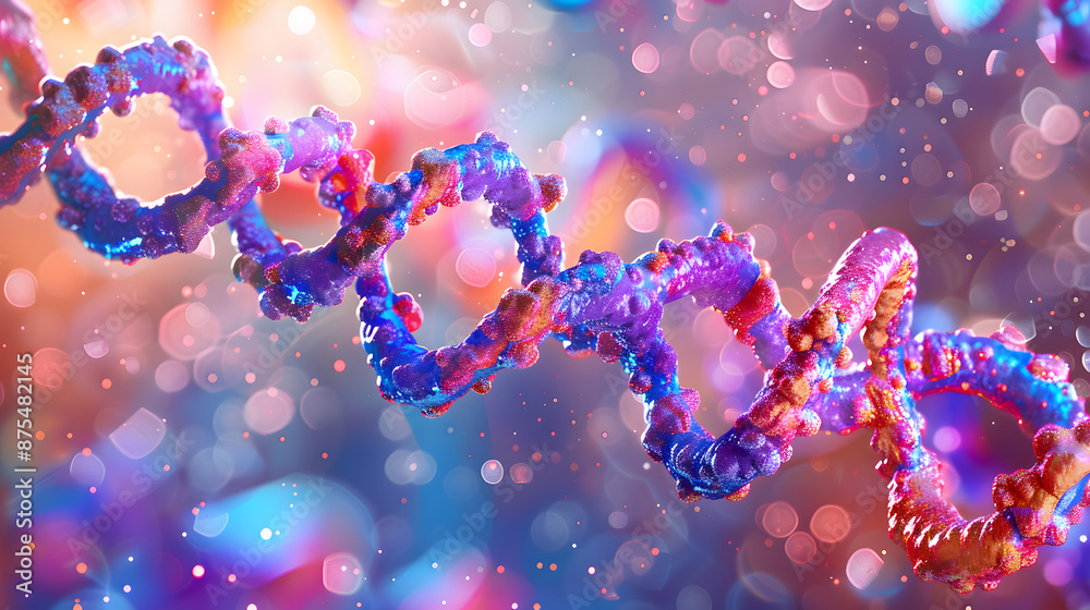 Triple-helical structure of collagen molecule, key skin protein. Amino ...