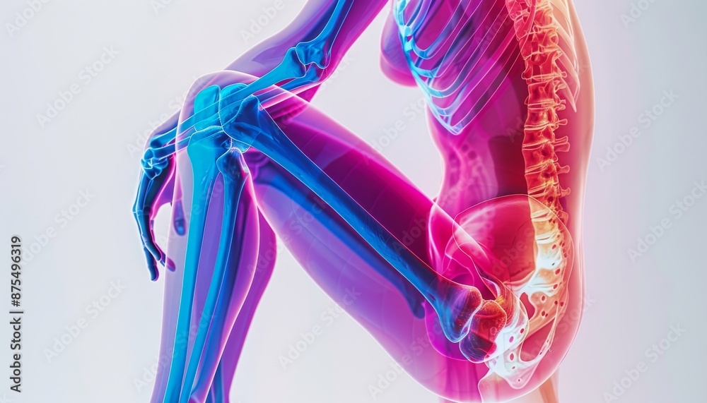 Colorful x-ray image of the human body showcasing skeletal structure ...