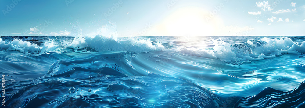 Ocean water background. The background of the sea is blue under the ...