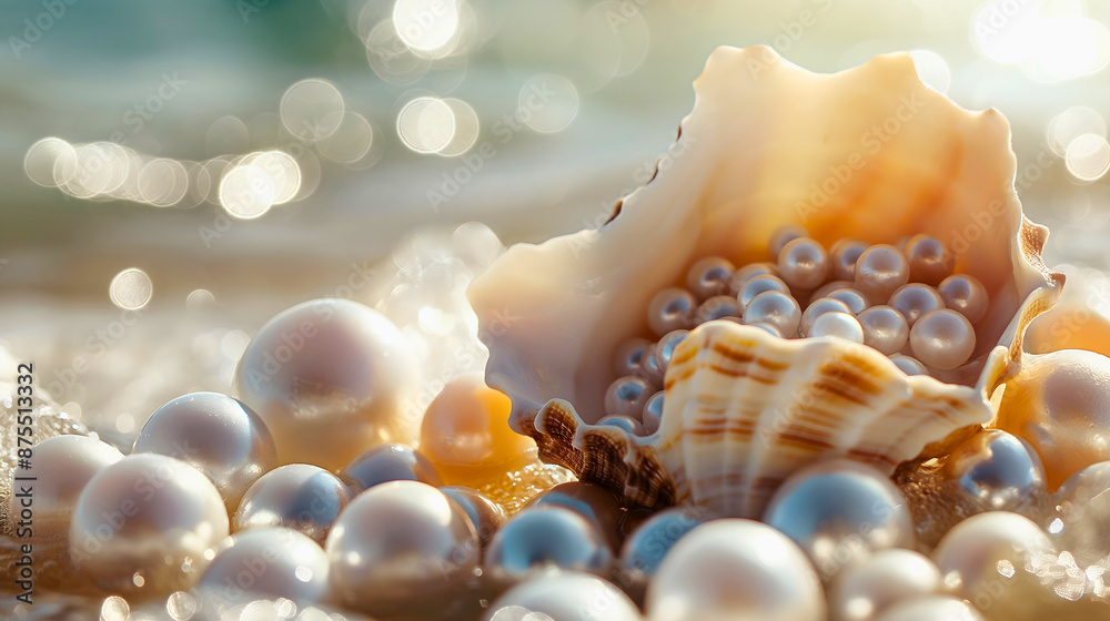 Pearls from shells, highly valuable items of various dimensions and ...