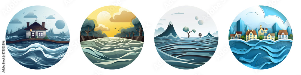 Flooding clipart collection, symbol, logos, icons isolated on ...
