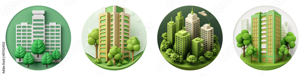 Green Building clipart collection, symbol, logos, icons isolated on ...