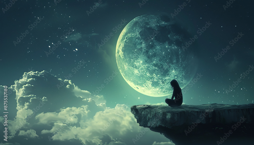 Describe a detailed scene of a magical ritual performed under the full ...