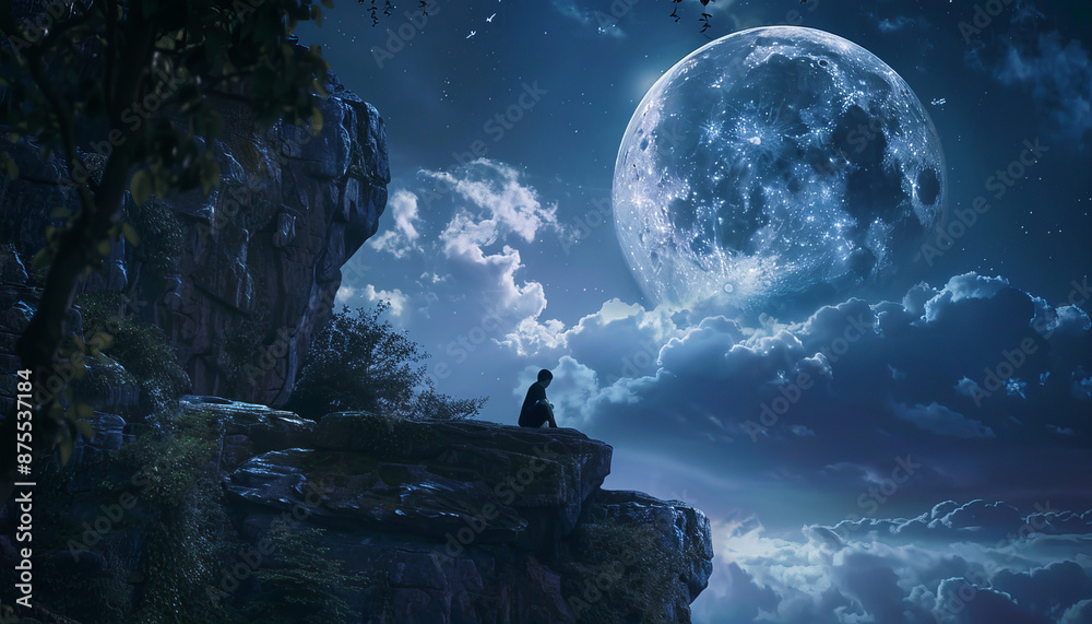 Describe a detailed scene of a magical ritual performed under the full ...