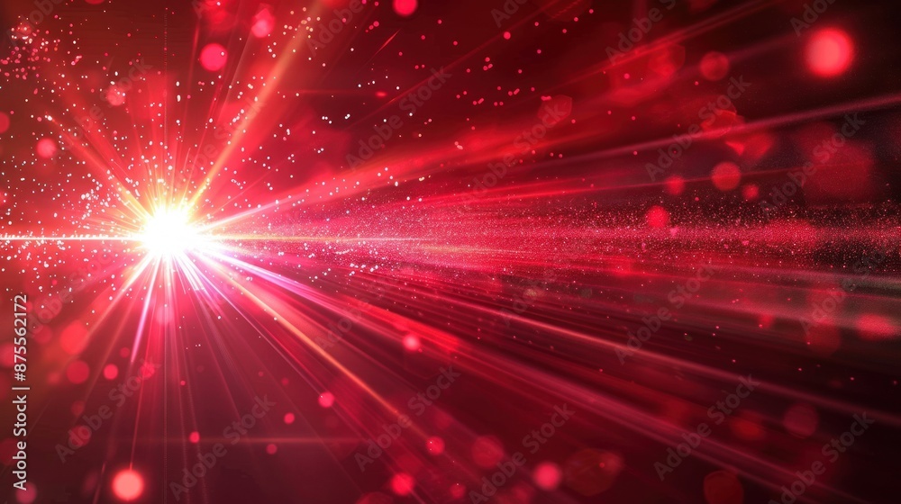 Abstract red light overlays burst effect with digital lens flare. AI ...