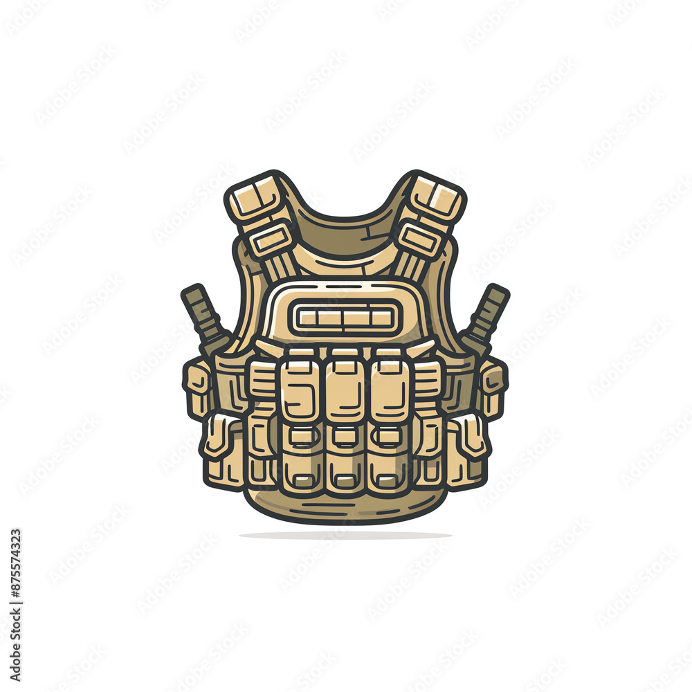 Detailed vector illustration of a tactical vest. Ideal for military ...