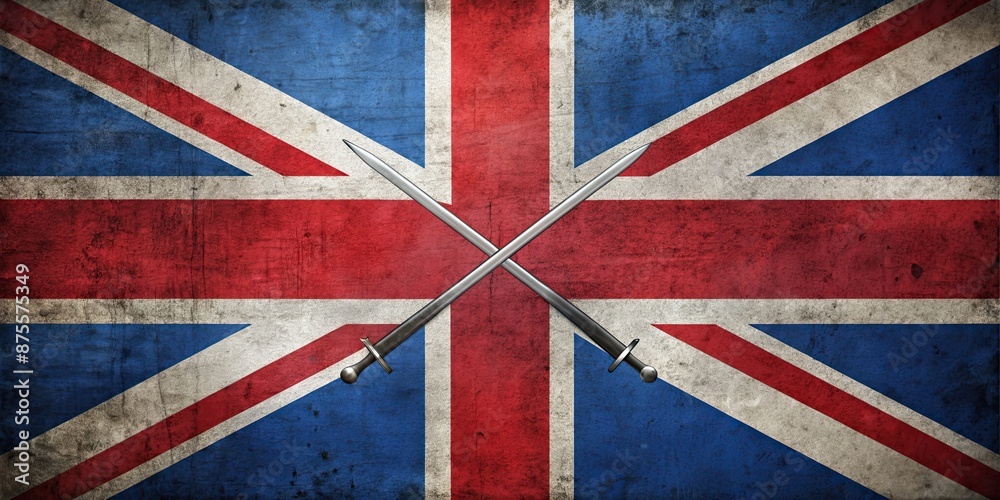 London flag with crossed fencing swords, London, flag, fencing, swords ...
