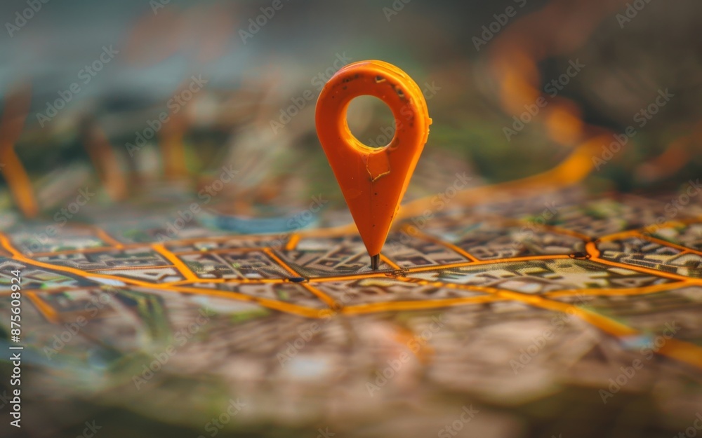 Location Pin Icon on City Map Indicating Position and Direction ...