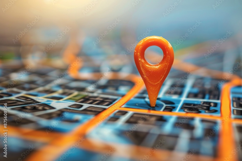 Location Pin Icon on City Map Indicating Position and Direction ...