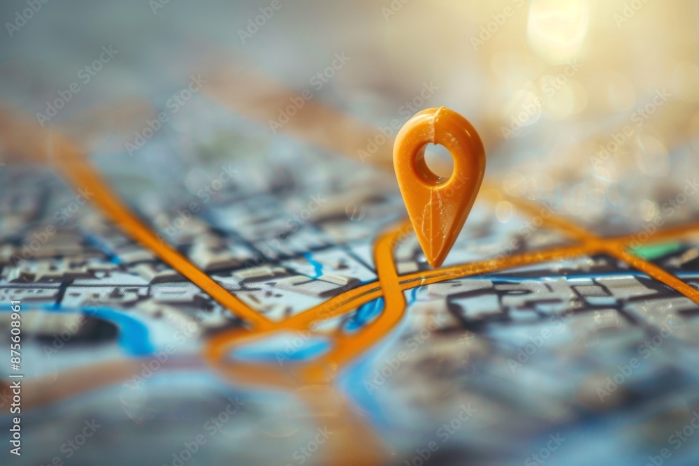 Location Pin Icon on City Map Indicating Position and Direction ...