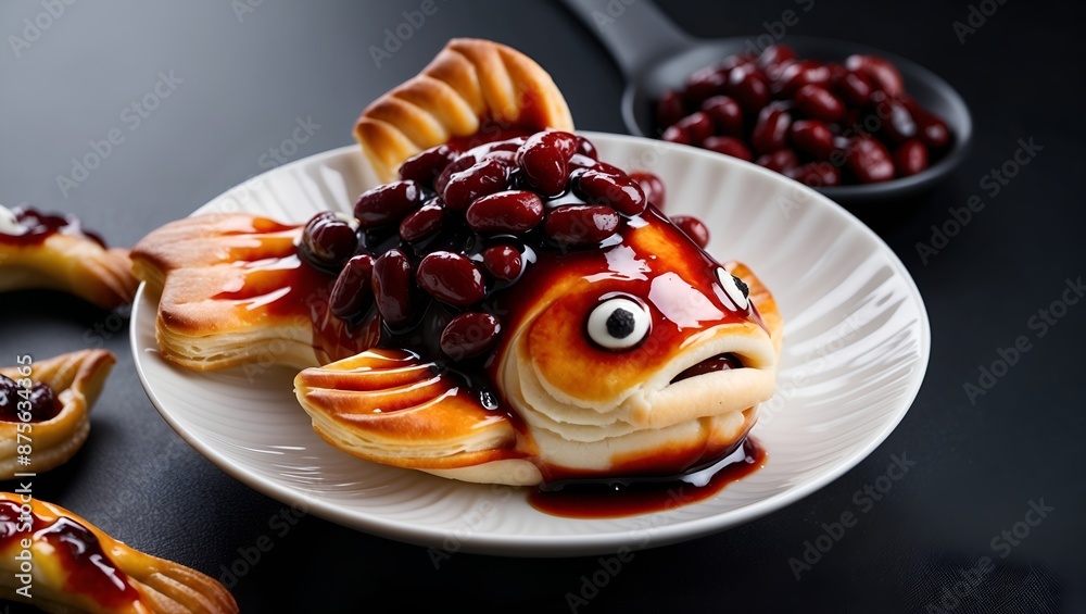 Bungeoppang - Fish-shaped pastry filled with sweet red bean paste Stock ...