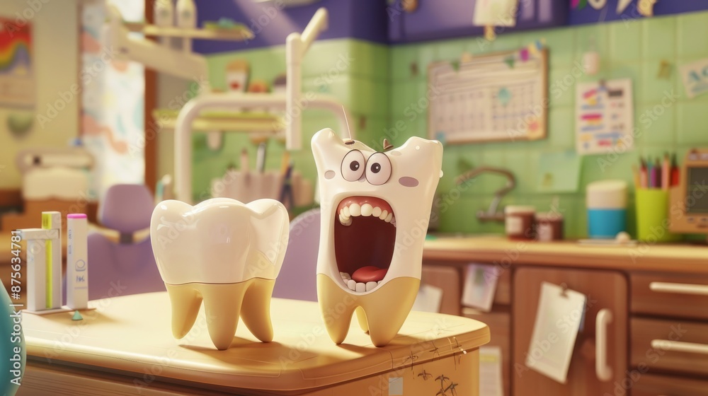 Dental Delight Cheerful Tooth Models Teach Kids About Oral Care Stock ...