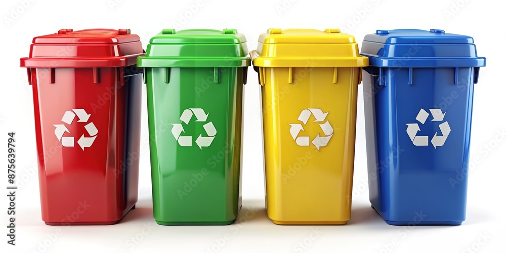 Color-coded bins for efficient waste recycling management: green for ...