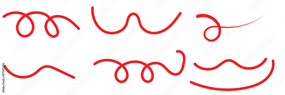 Squiggle brush scribble underline. Marker pen emphasis highlight swoosh ...