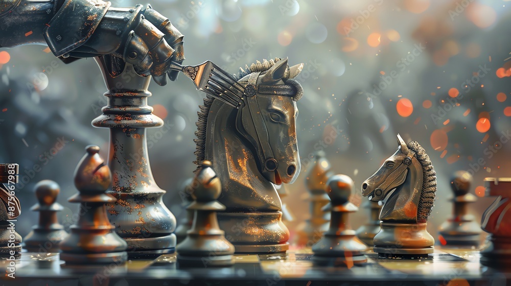 A knight chess piece is being threatened by an opposing knight. The ...