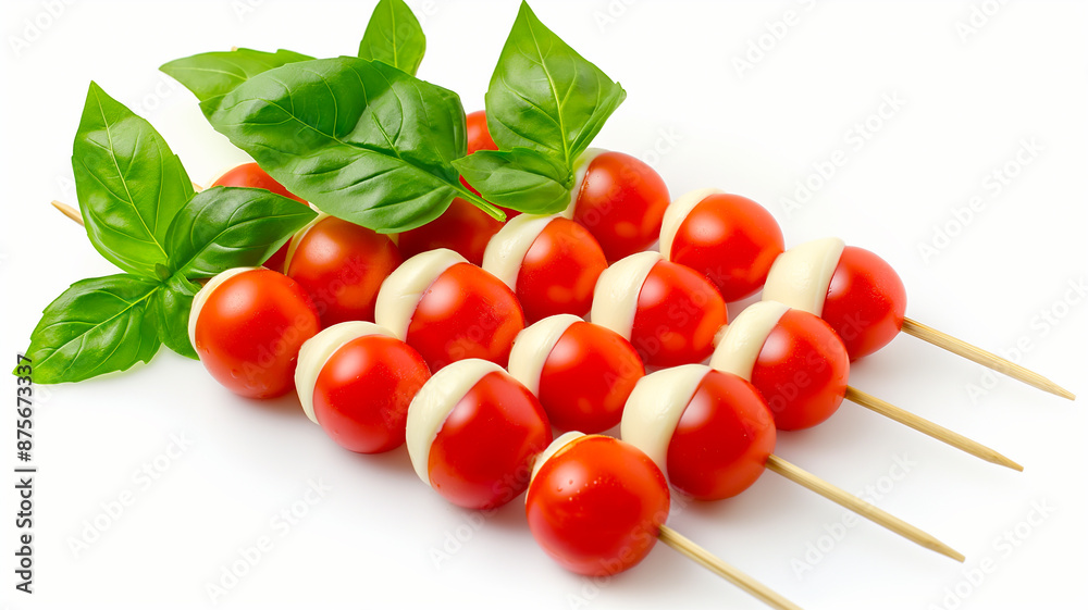 Fresh Caprese skewers with cherry tomatoes, mozzarella, and basil ...