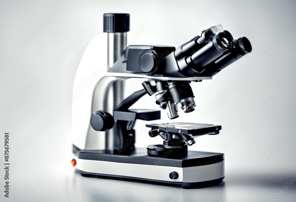 white modern microscope view olated ometric isometric molecular ...