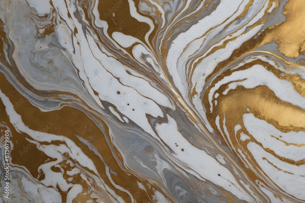 Fluid Marbling Effect with Metallic Accents: Elegant Abstract Art with ...
