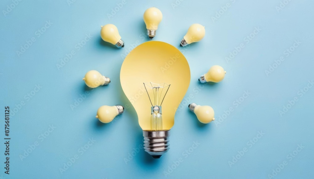 open brainstorm bulb flat as top concept idea brainstorming background ...