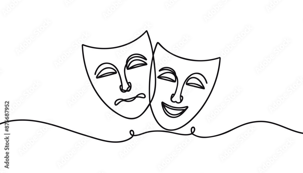 Theater Mask: Comedy and tragedy masks, representing drama and theater ...