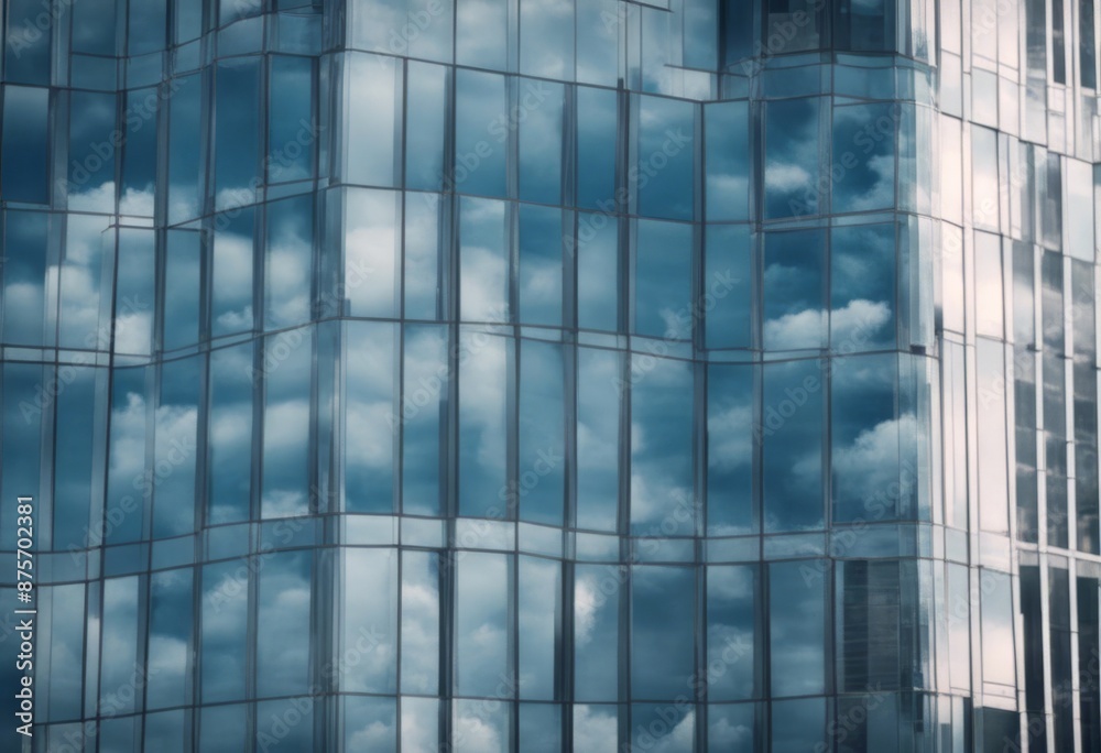 tall glass office reflects clouds generic windows building exterior ...