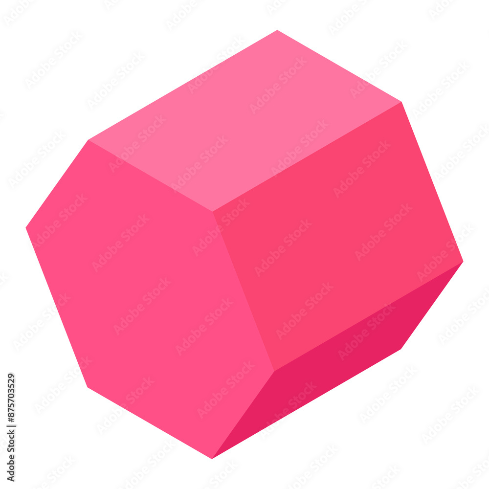 Hexagonal prism vector illustration, 6 sided prism basic 3d geometric ...