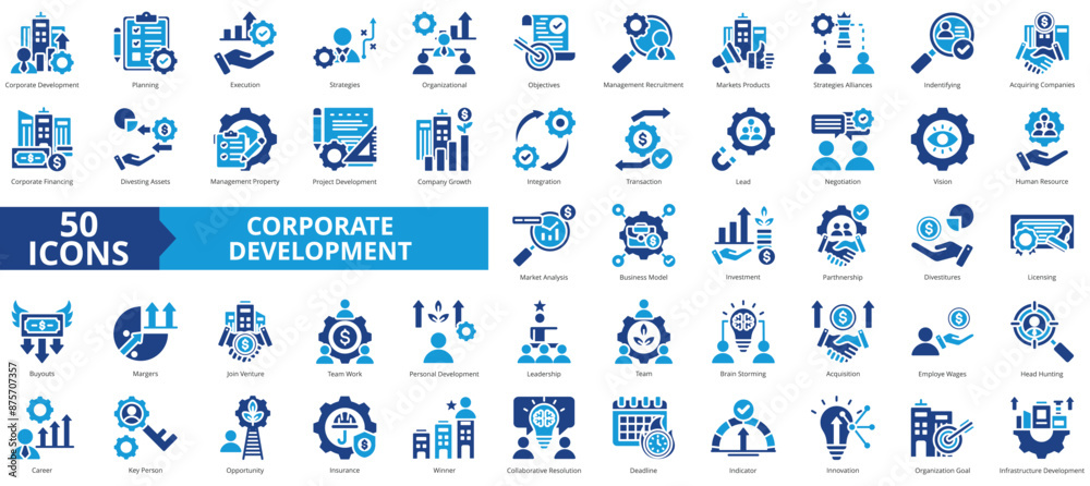 Corporate development icon collection set. Containing planning ...